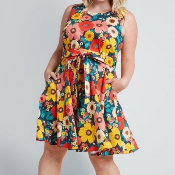 Modcloth | Dresses | Modcloth Ixia Hour By Flower Retro Aline Dress ...